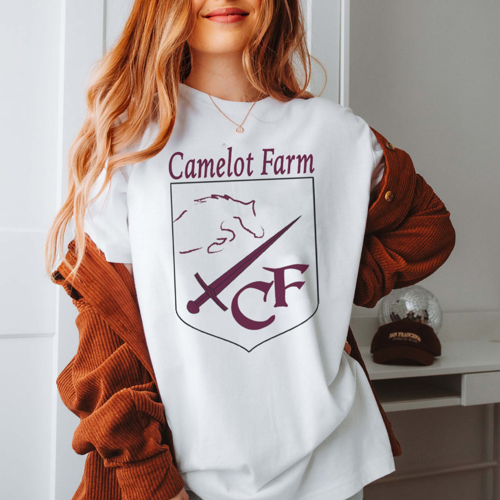 Camelot Farms Maroon Crest Tee - Size Guide Included – Limeberry Designs