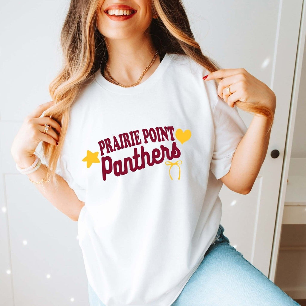 Prairie Point Heart Star Bow Tee - Prairie Point Elementary - Limeberry ...