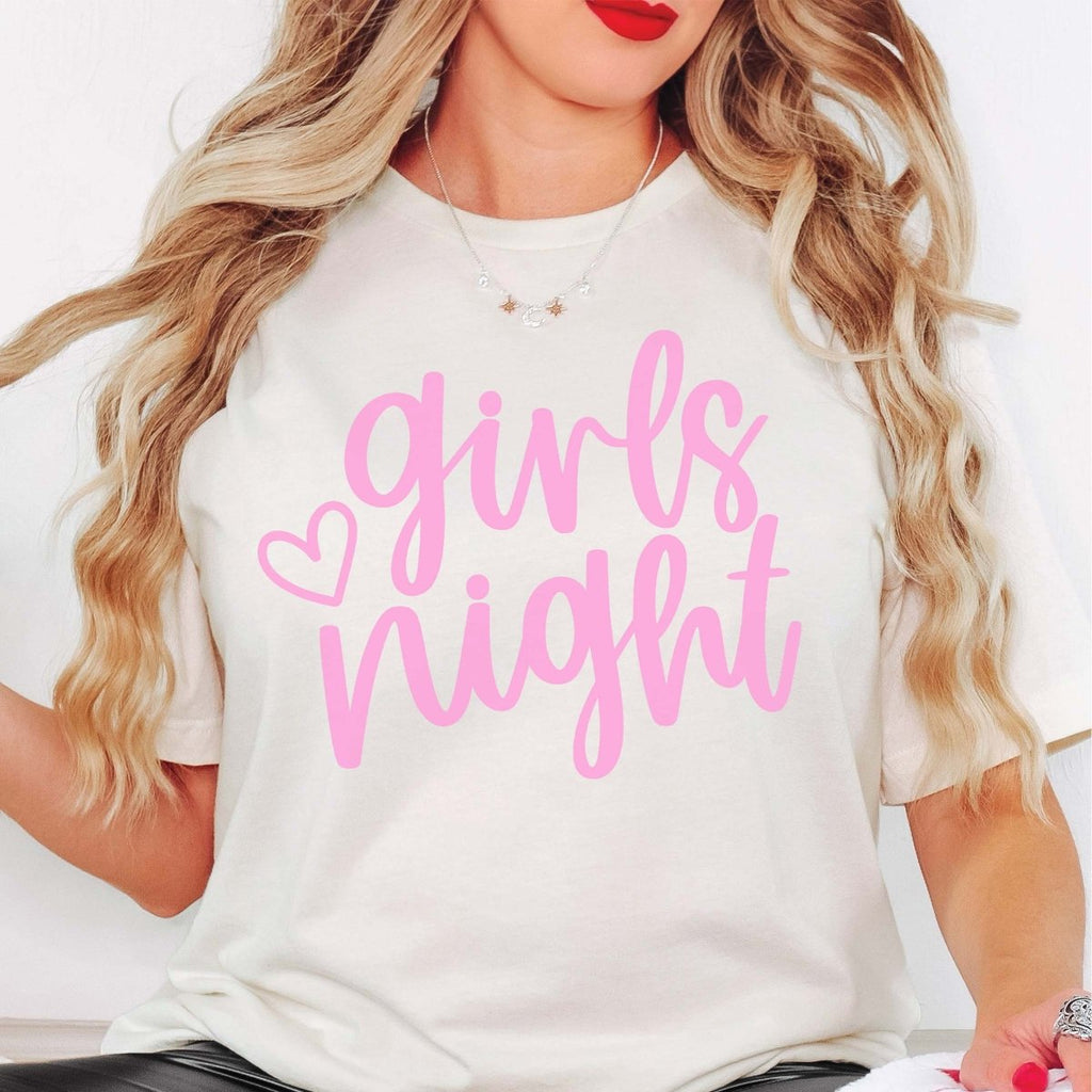 Girls Night Bella Graphic Tee - Hot-Pink Girls Night Shirt – Limeberry ...