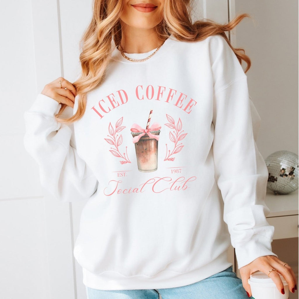 Social Club Crew Iced Coffee Sweatshirt - Limeberry Designs