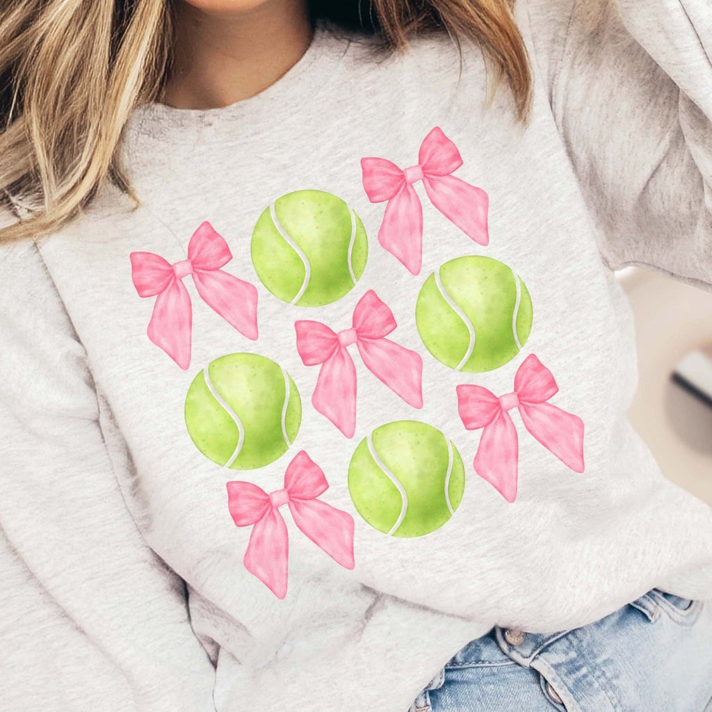 Tennis & Bows Collage Sweatshirt by Limeberry Designs